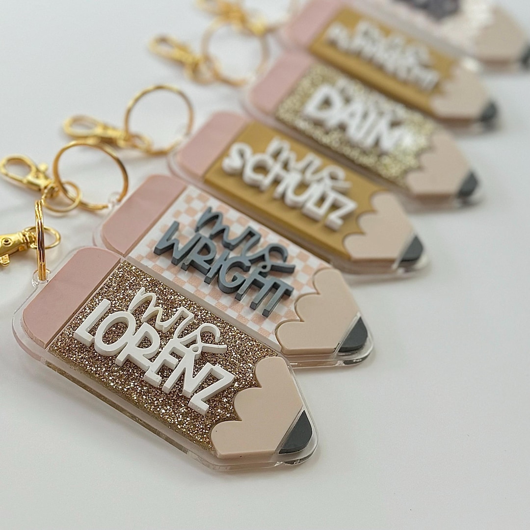 Pencil Keychain, Retro Teacher Keychain, Teacher Gifts, Teacher ...