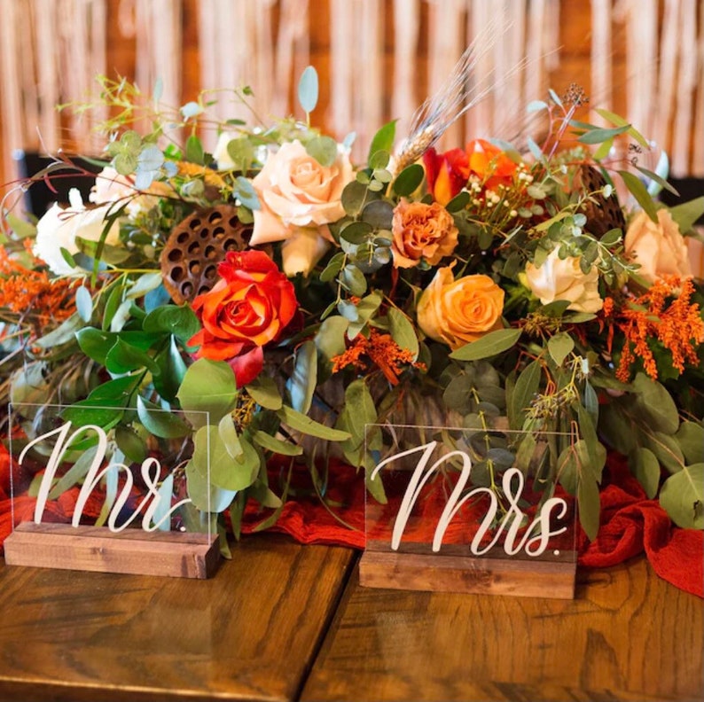 Mr and Mrs Sweetheart Table Signs Acrylic Wedding Signs | Etsy