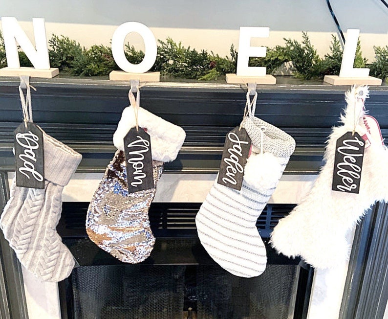 Hand Lettered Personalized Christmas Stocking Tags Customized | Etsy