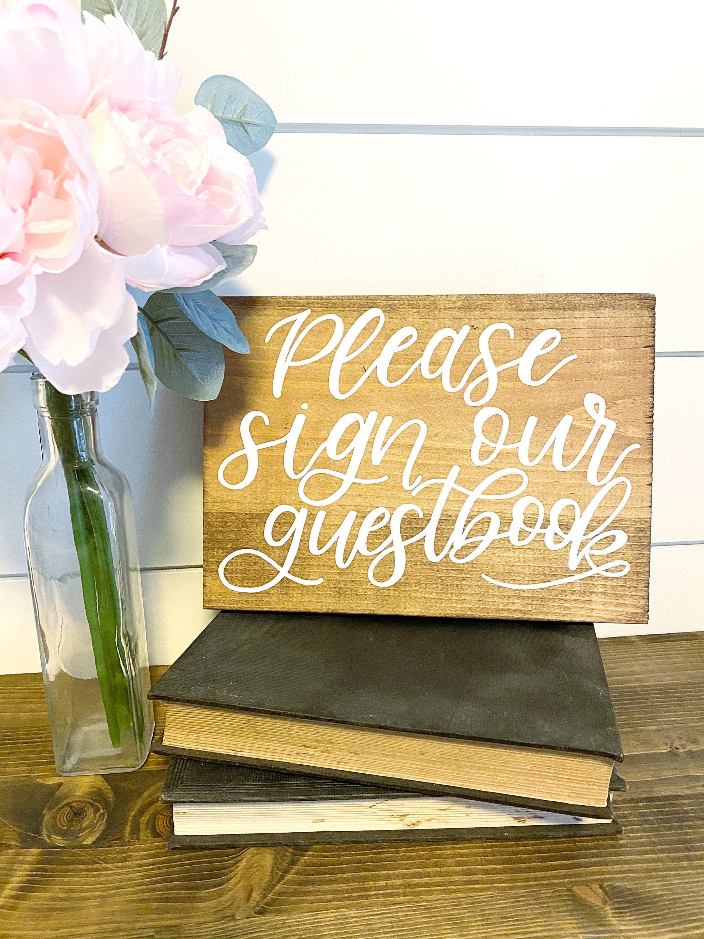 Wood Guest Book Sign Please Sign Our Guest Book Sign Modern | Etsy