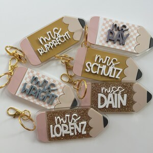 Pencil Keychain, Retro Teacher Keychain, Teacher Gifts, Teacher ...