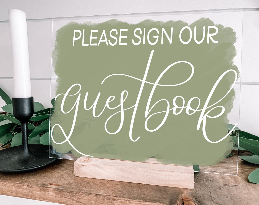 Hand Lettered Acrylic Guest Book Sign: Painted Wedding Decor (8x10) - Etsy
