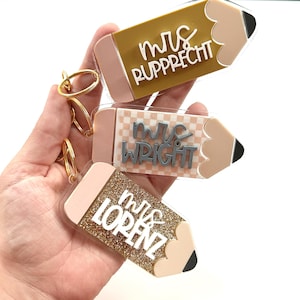 Pencil Keychain, Retro Teacher Keychain, Teacher Gifts, Teacher ...