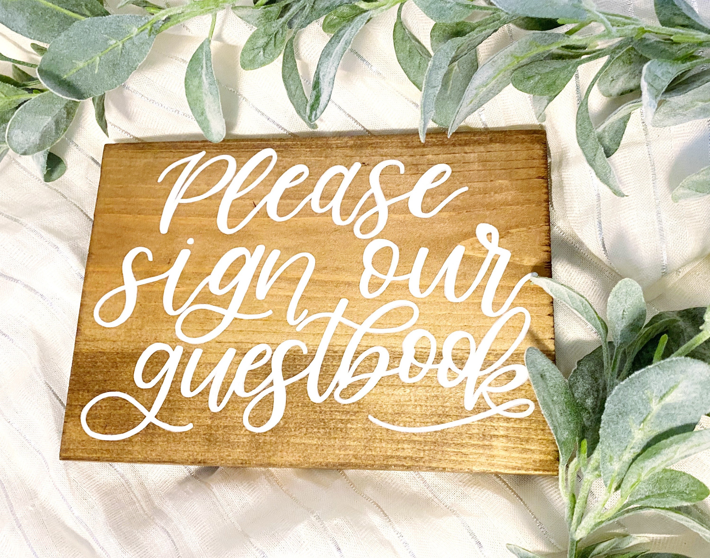 Wood Guest Book Sign Please Sign Our Guest Book Sign Modern | Etsy