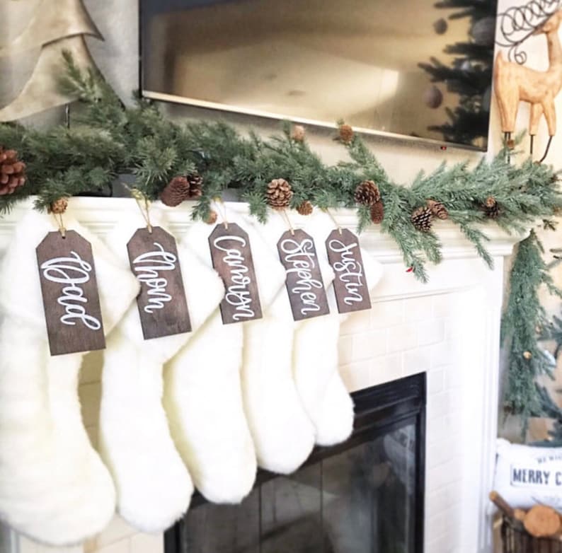 Hand Lettered Personalized Christmas Stocking Tags Customized - Etsy