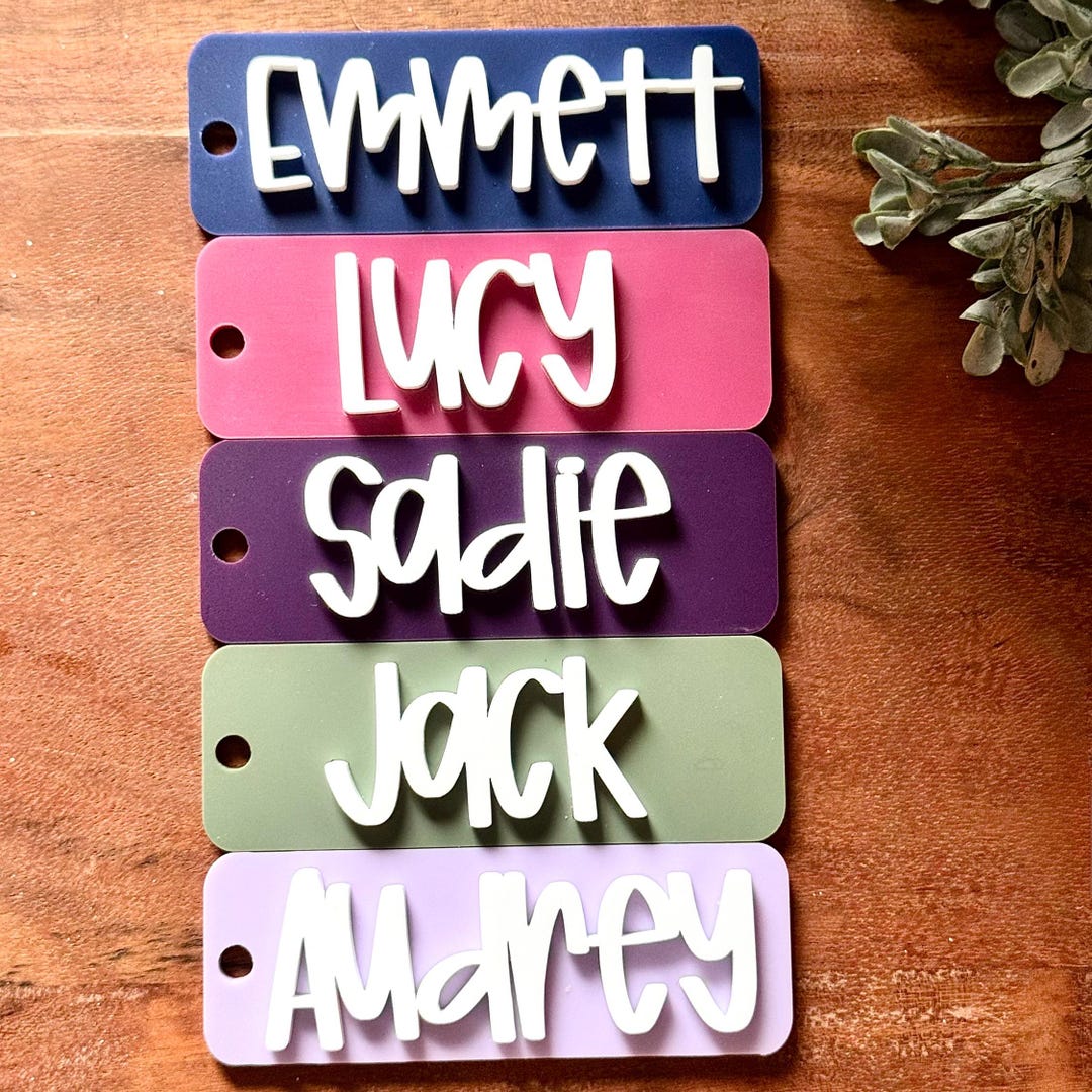Personalized Acrylic Name Tag: Custom Keychain, Backpack Tag - Etsy