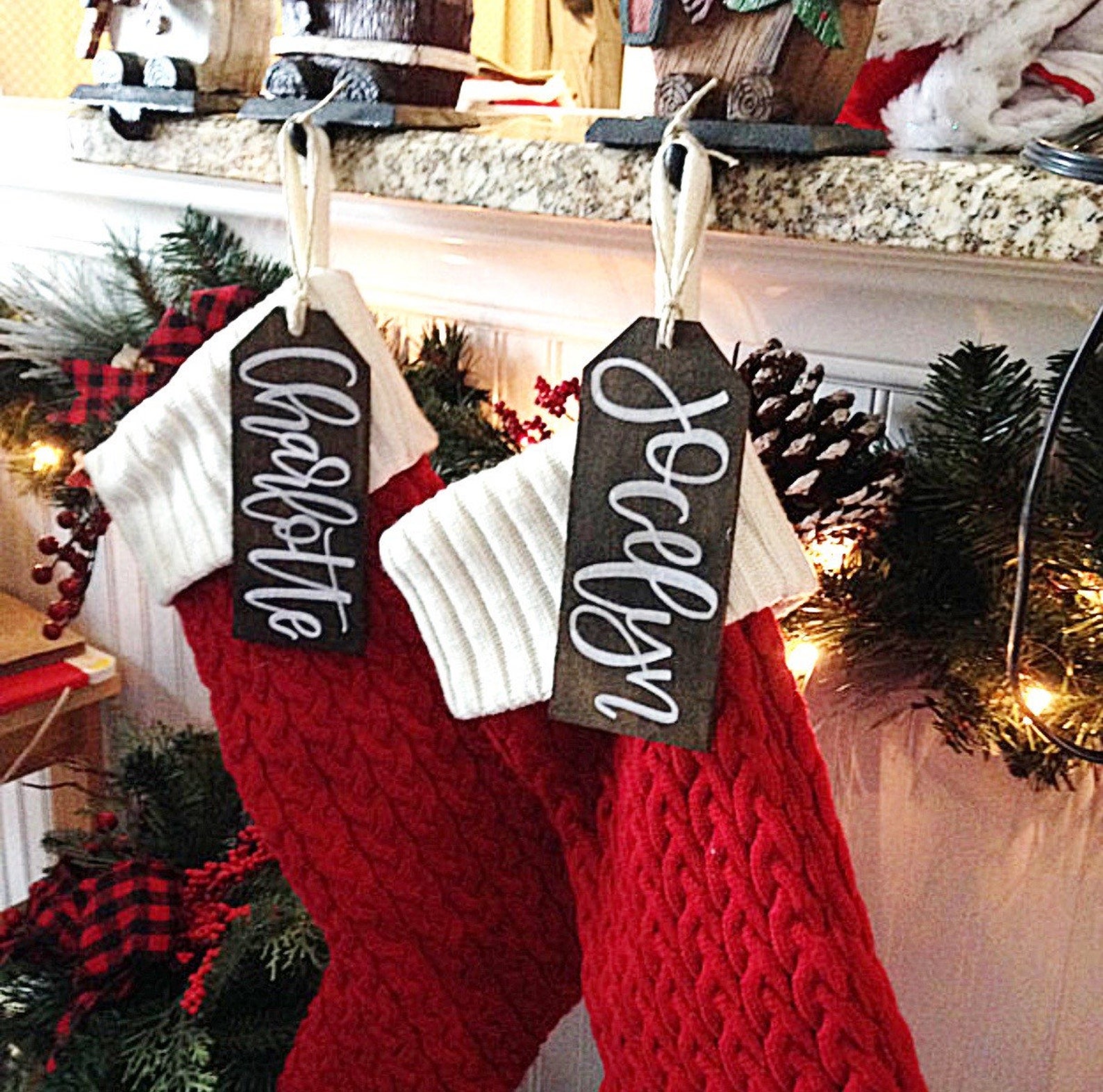 Hand Lettered Personalized Christmas Stocking Tags Customized - Etsy