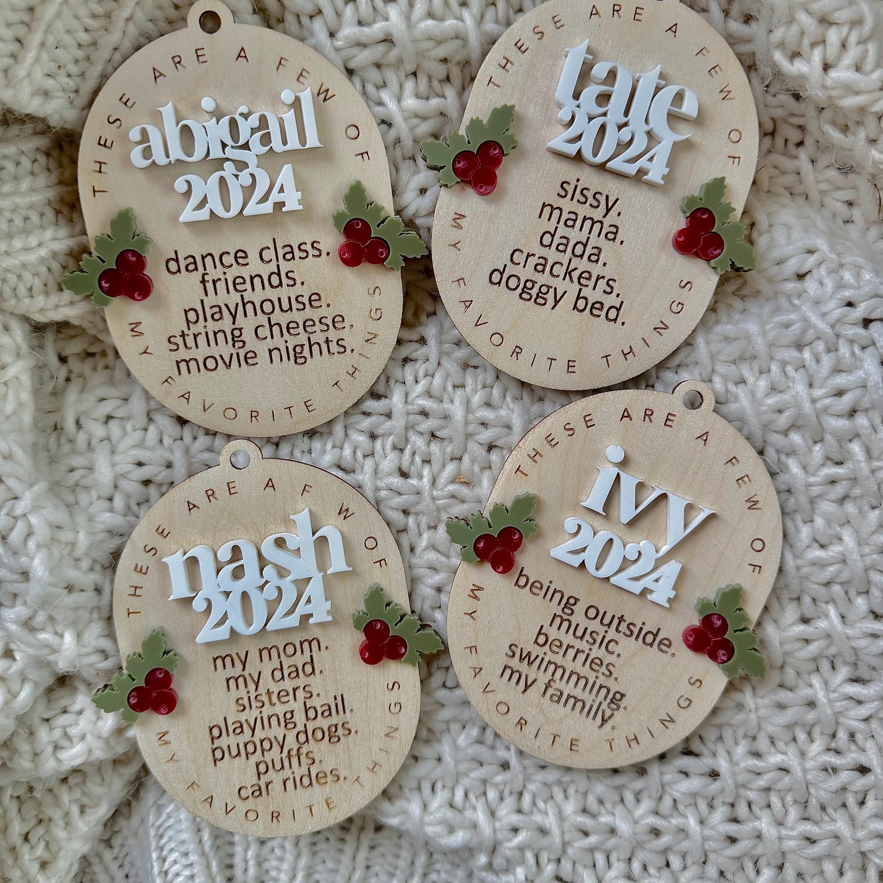 Personalized 'favorite Things' Christmas Ornament: Birch Wood Kid's ...