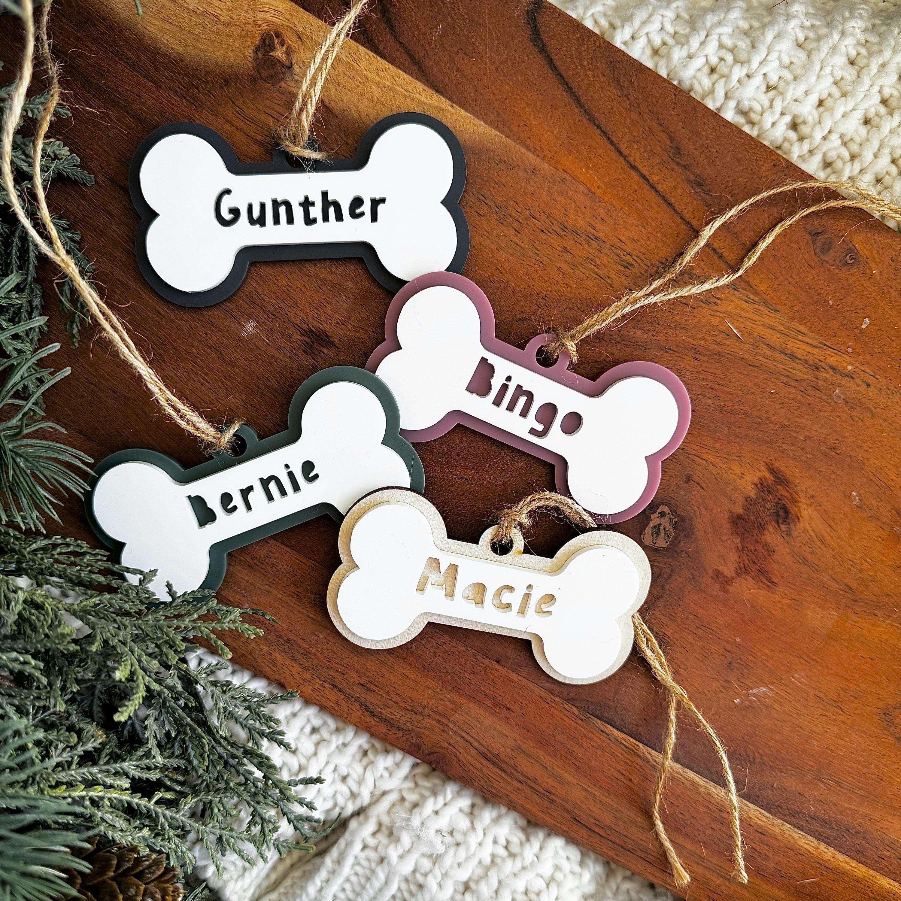 Custom Acrylic Dog Bone Ornament: Personalized Pet Christmas Tag - Etsy