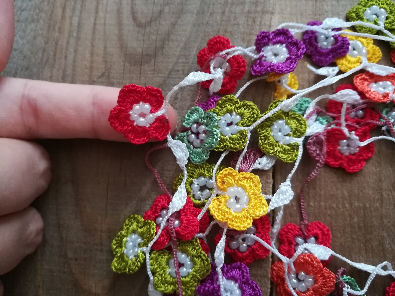 Turkish oya crochet necklace Beaded beadwork seed beads Floral | Etsy