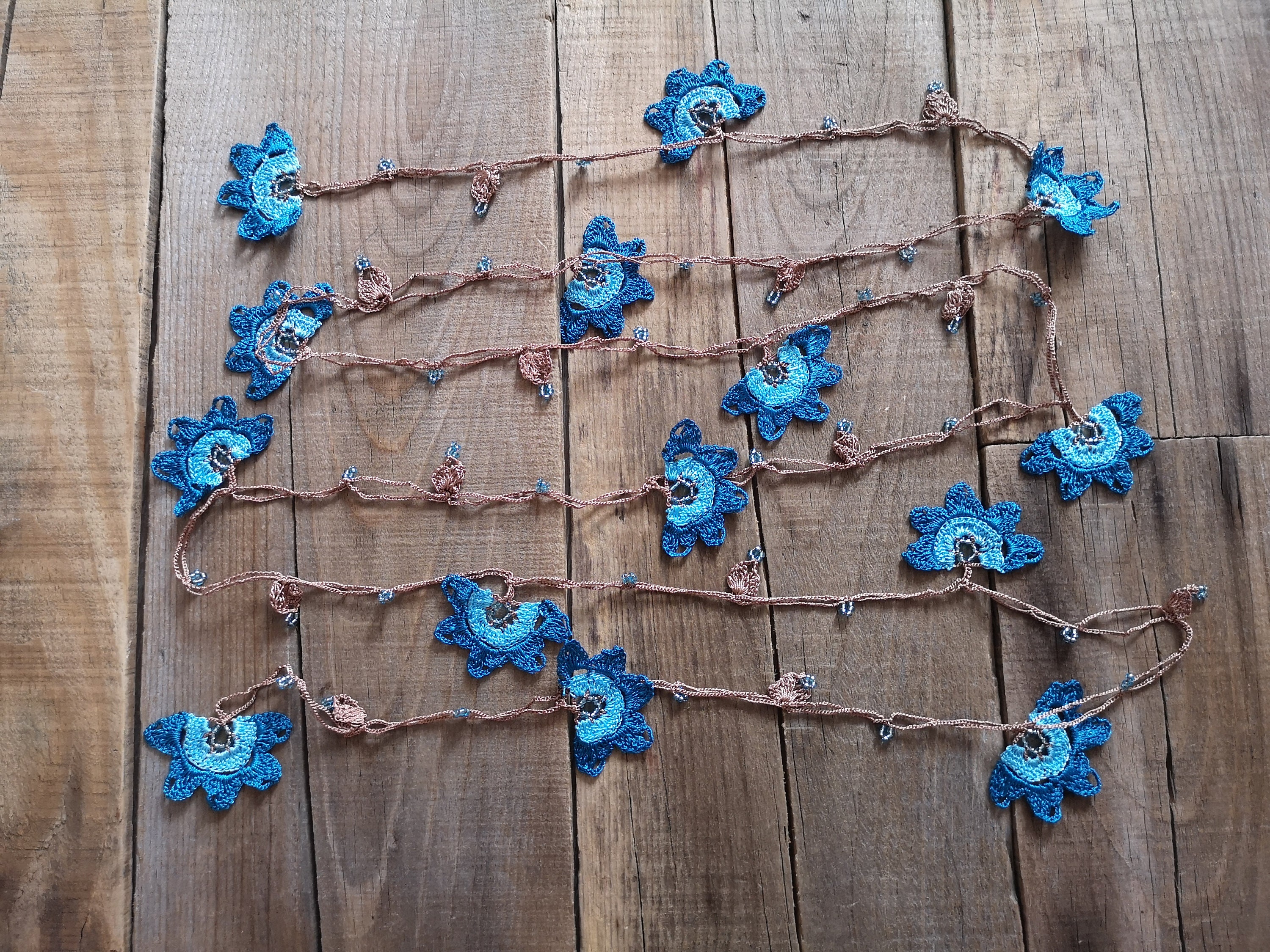 Turkish oya crochet necklace Beaded beadwork seed beads Floral | Etsy