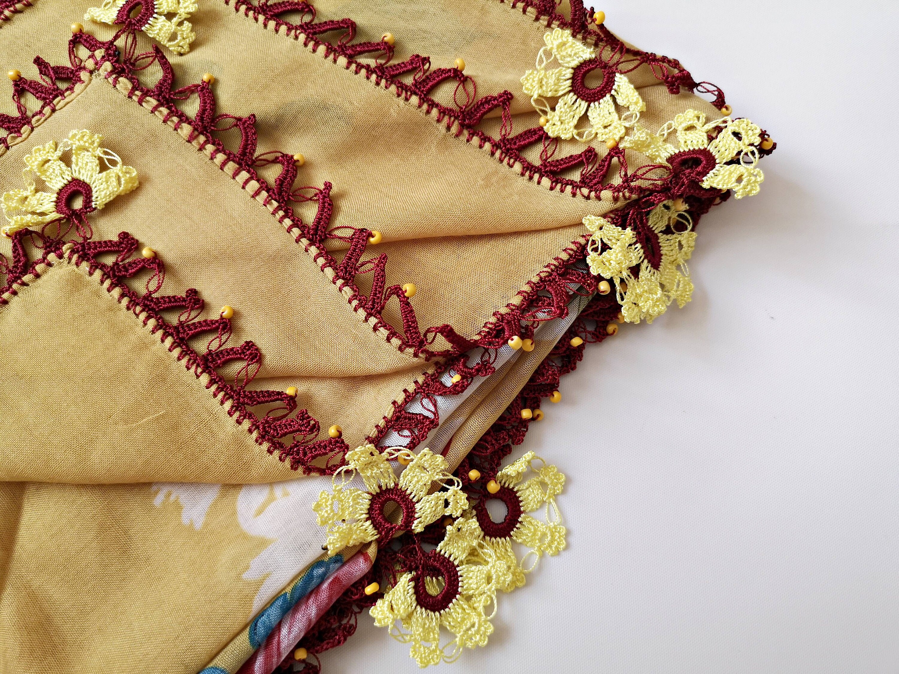 Turkish Oya Crochet Scarf Square Ethnic Tribal Authentic - Etsy