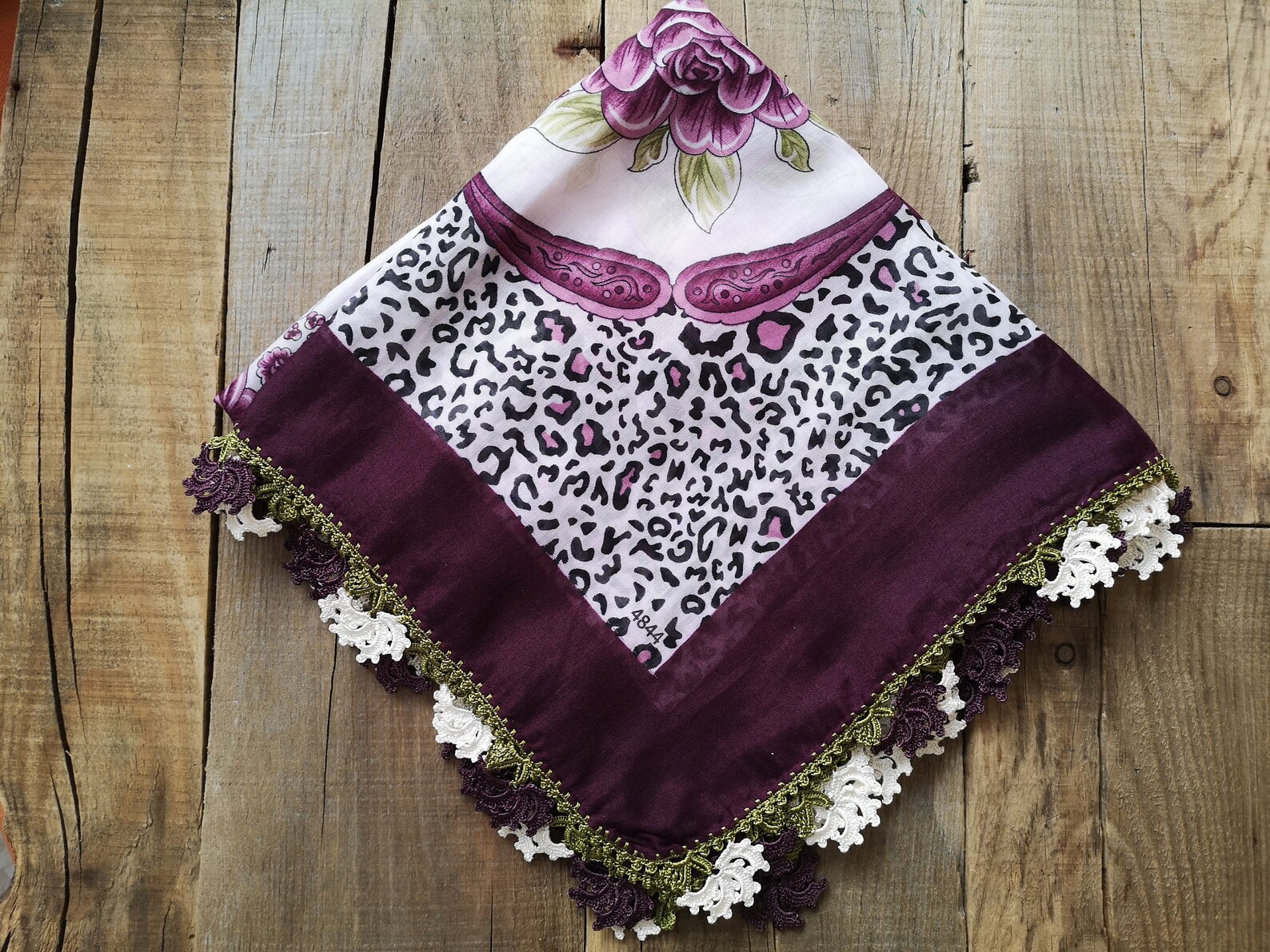 Turkish oya crochet scarf Square ethnic tribal authentic | Etsy