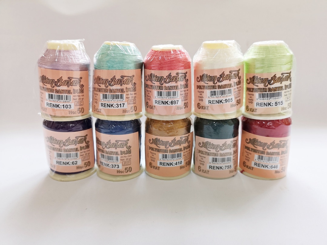 SET OF 10/20g Altınbaşak Oya Crochet Yarn Polyester Nylon Thread ...