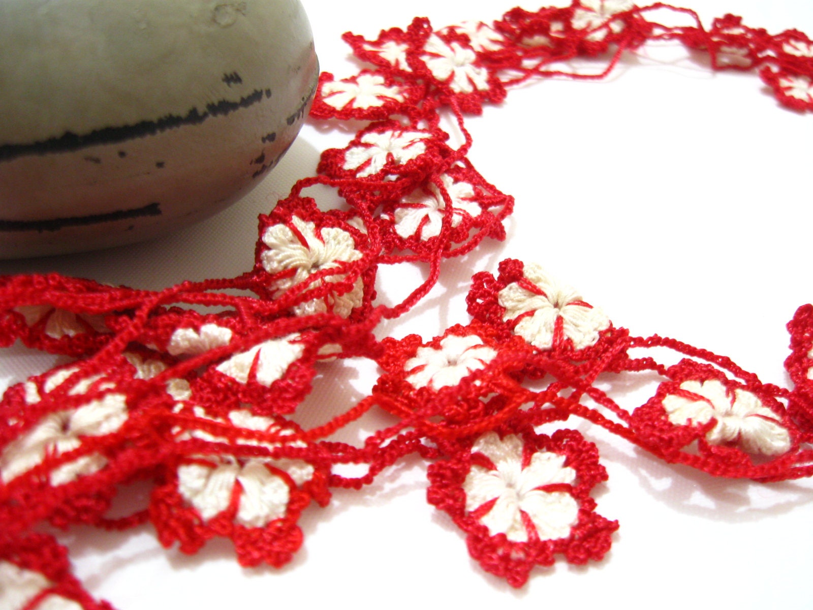 Turkish Oya Crochet Necklace Beaded Beadwork Seed Beads Floral | Etsy