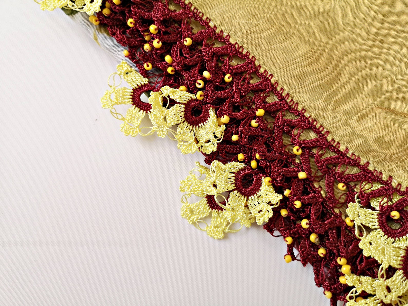 Turkish Oya Crochet Scarf Square Ethnic Tribal Authentic - Etsy