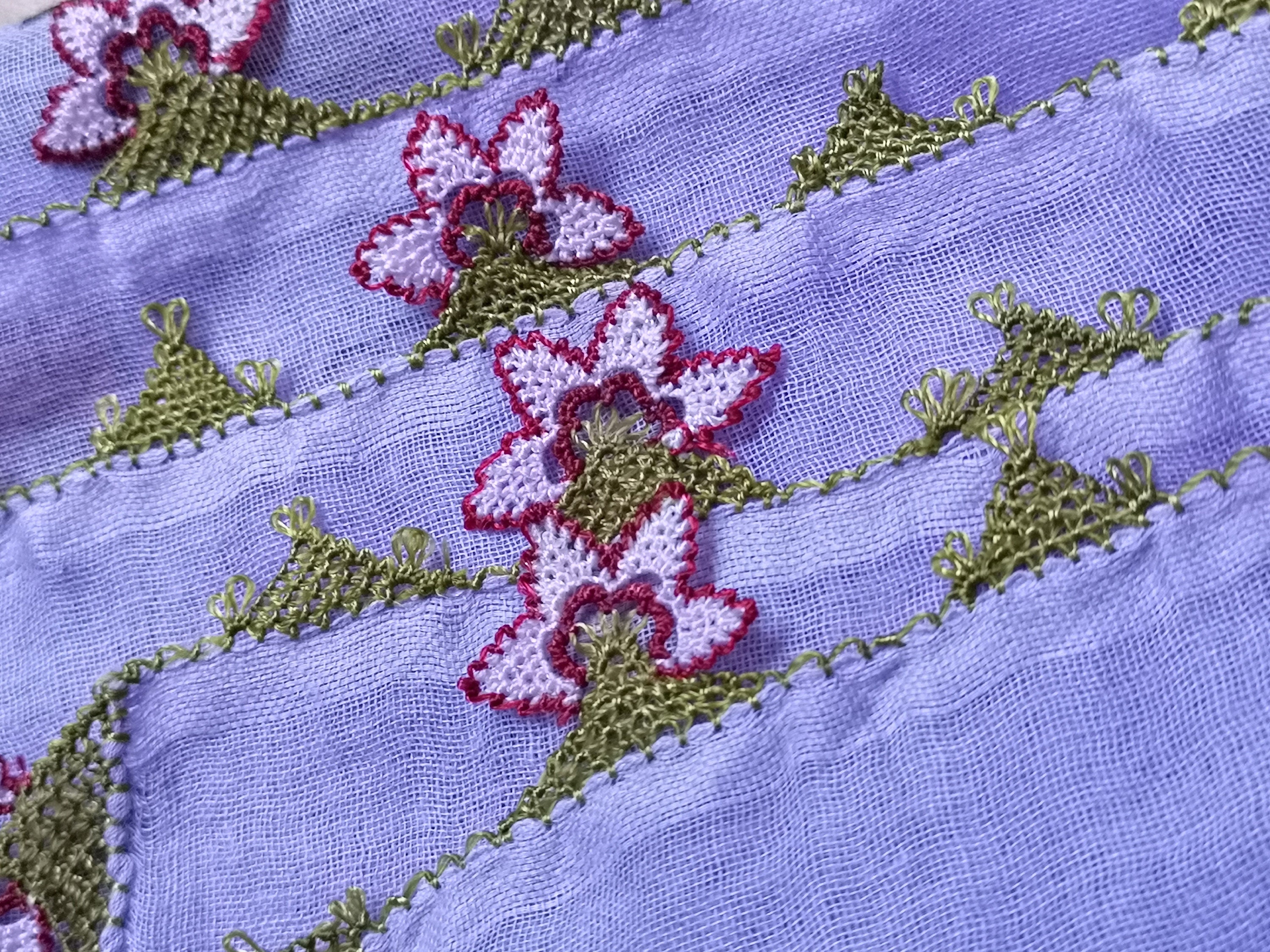 Light Violet Needle Lace Turkish Vintage Oya Crochet Scarf | Etsy