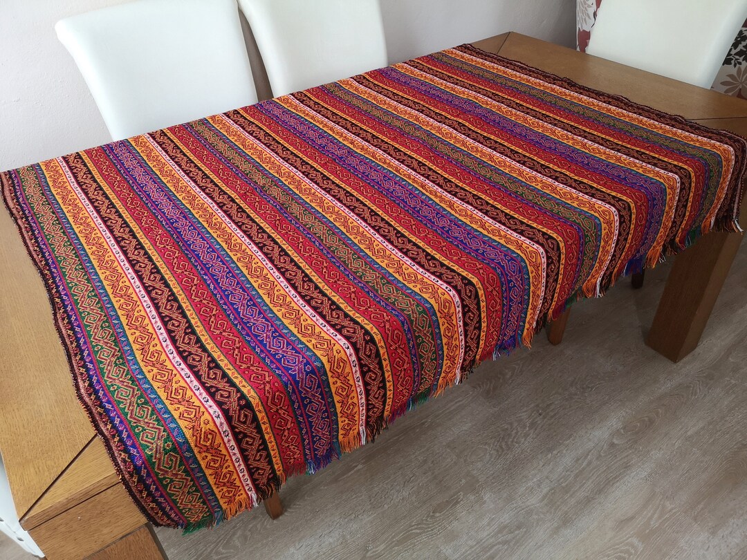 Turkish Motif Table Cloth Kilim Rug Ethnic Tribal Runner Anatolian ...