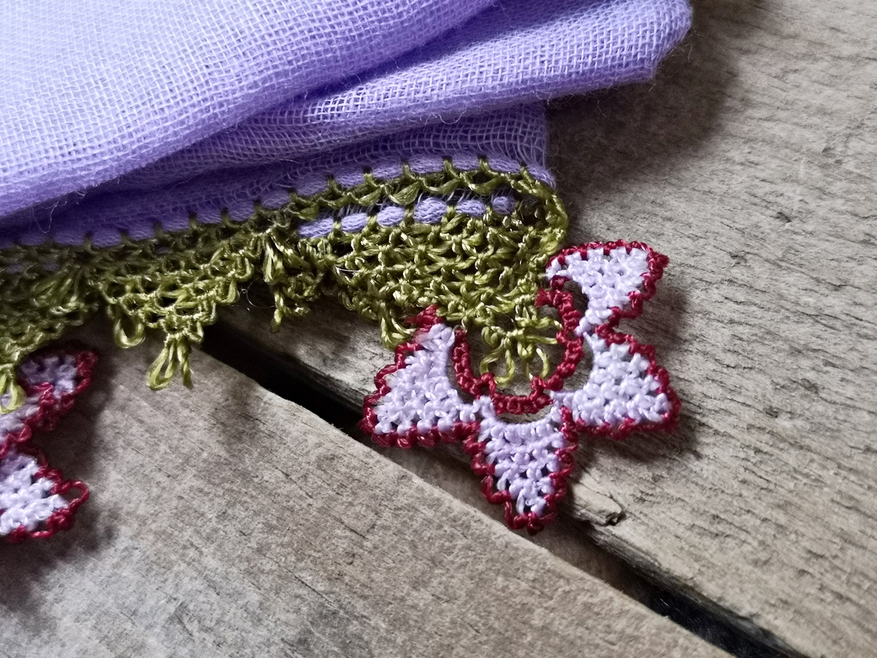 Light Violet Needle Lace Turkish Vintage Oya Crochet Scarf | Etsy