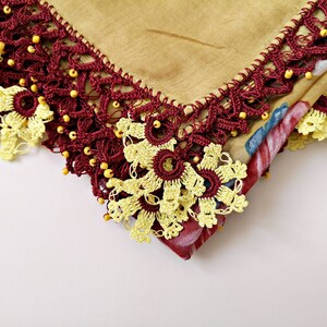 Turkish Oya Crochet Scarf Square Ethnic Tribal Authentic Anatolian ...