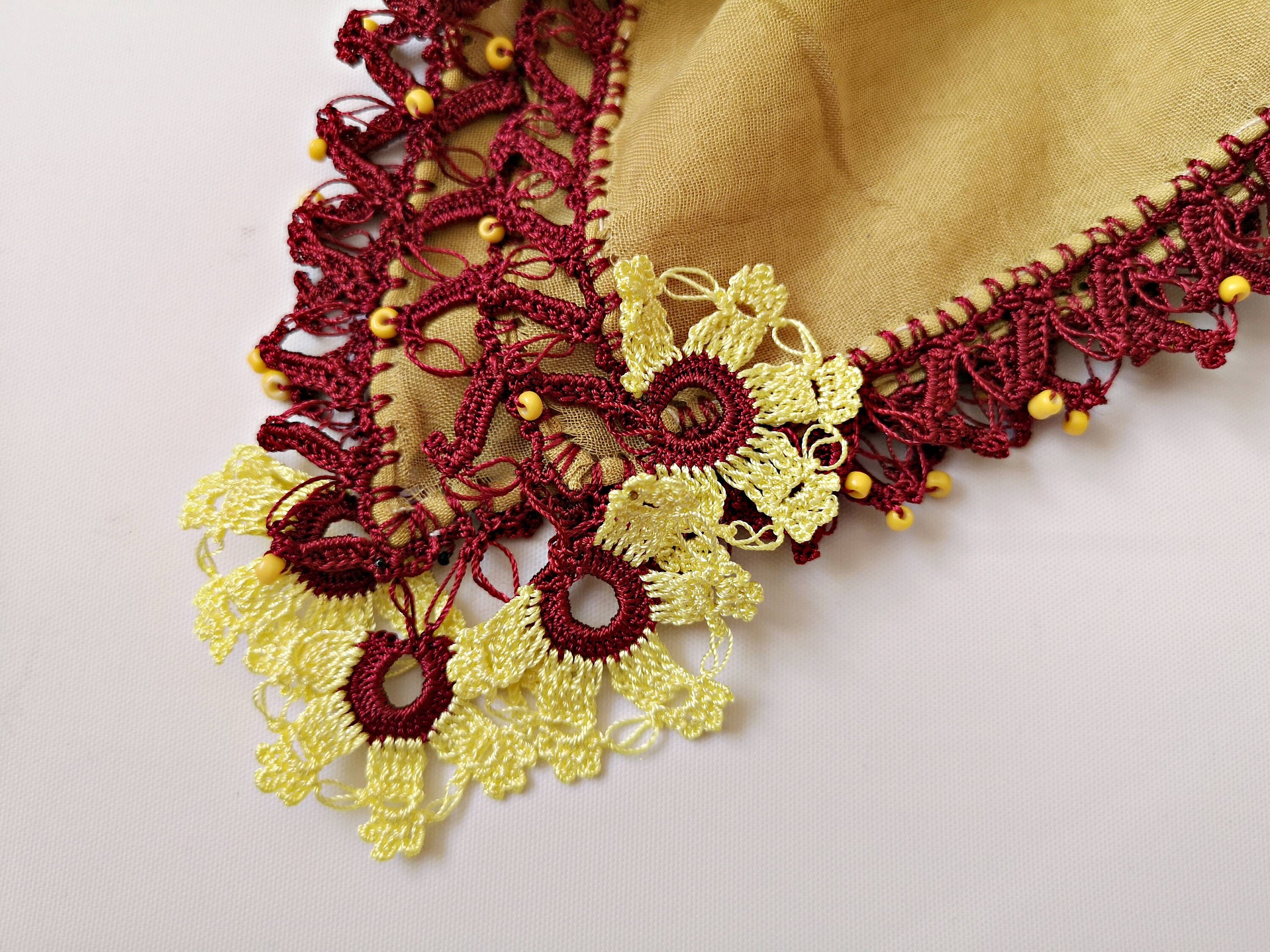 Turkish Oya Crochet Scarf Square Ethnic Tribal Authentic - Etsy