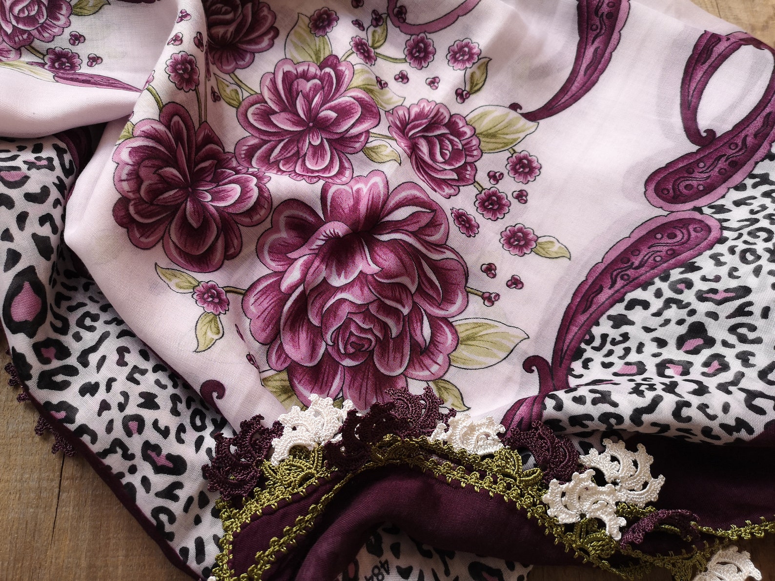 Turkish oya crochet scarf Square ethnic tribal authentic | Etsy