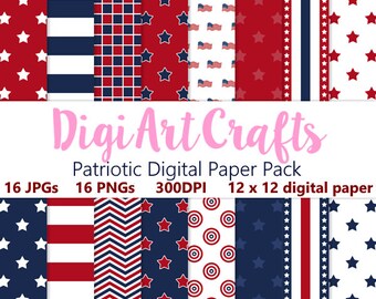 Patriotic Scrapbook Paper 12x12 | Etsy