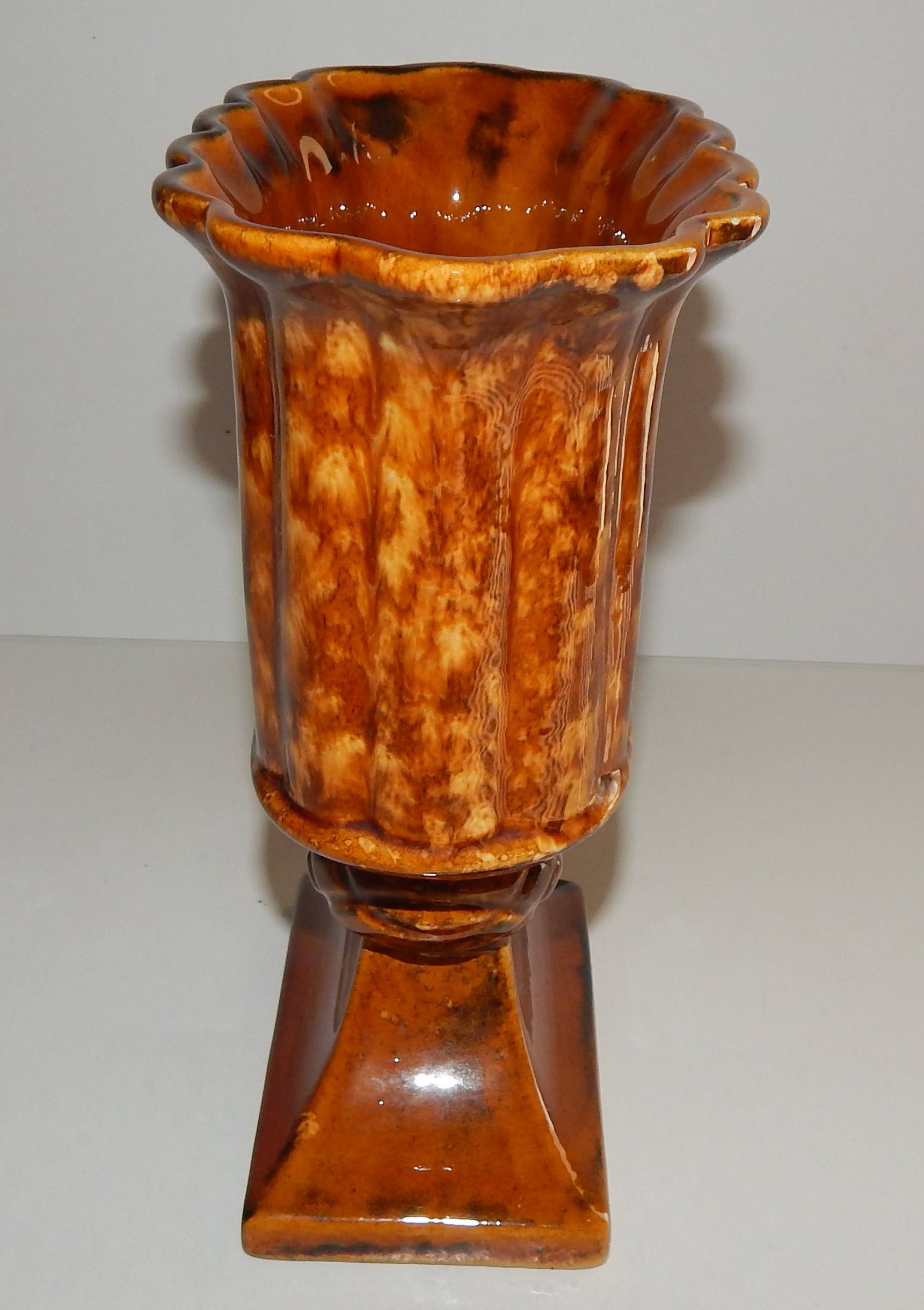 Haeger Pottery Urn Planter Vase Golden Brown Stamped USA Mid Century ...