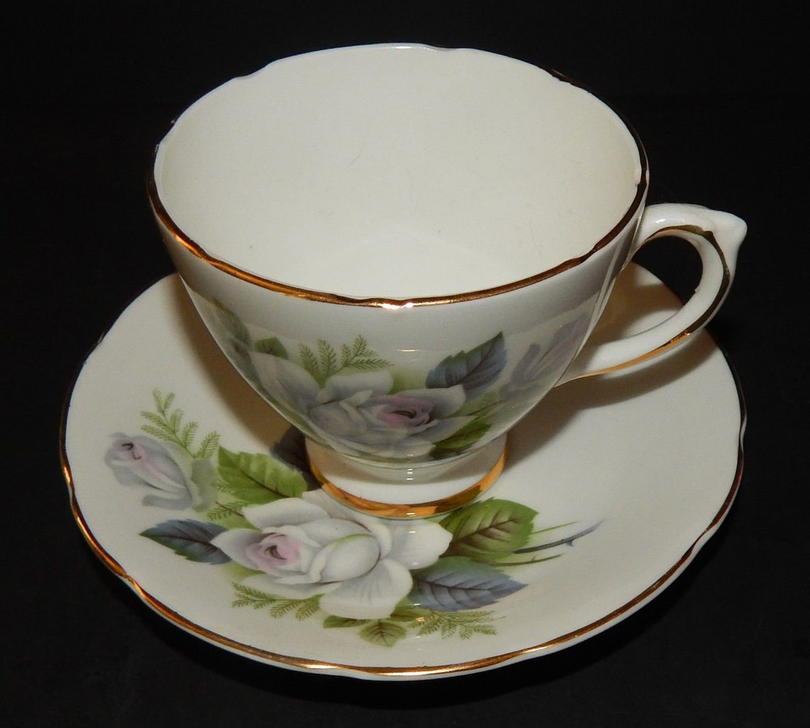 Sutherland Fine Bone China White Roses Tea Cup and Saucer - Etsy