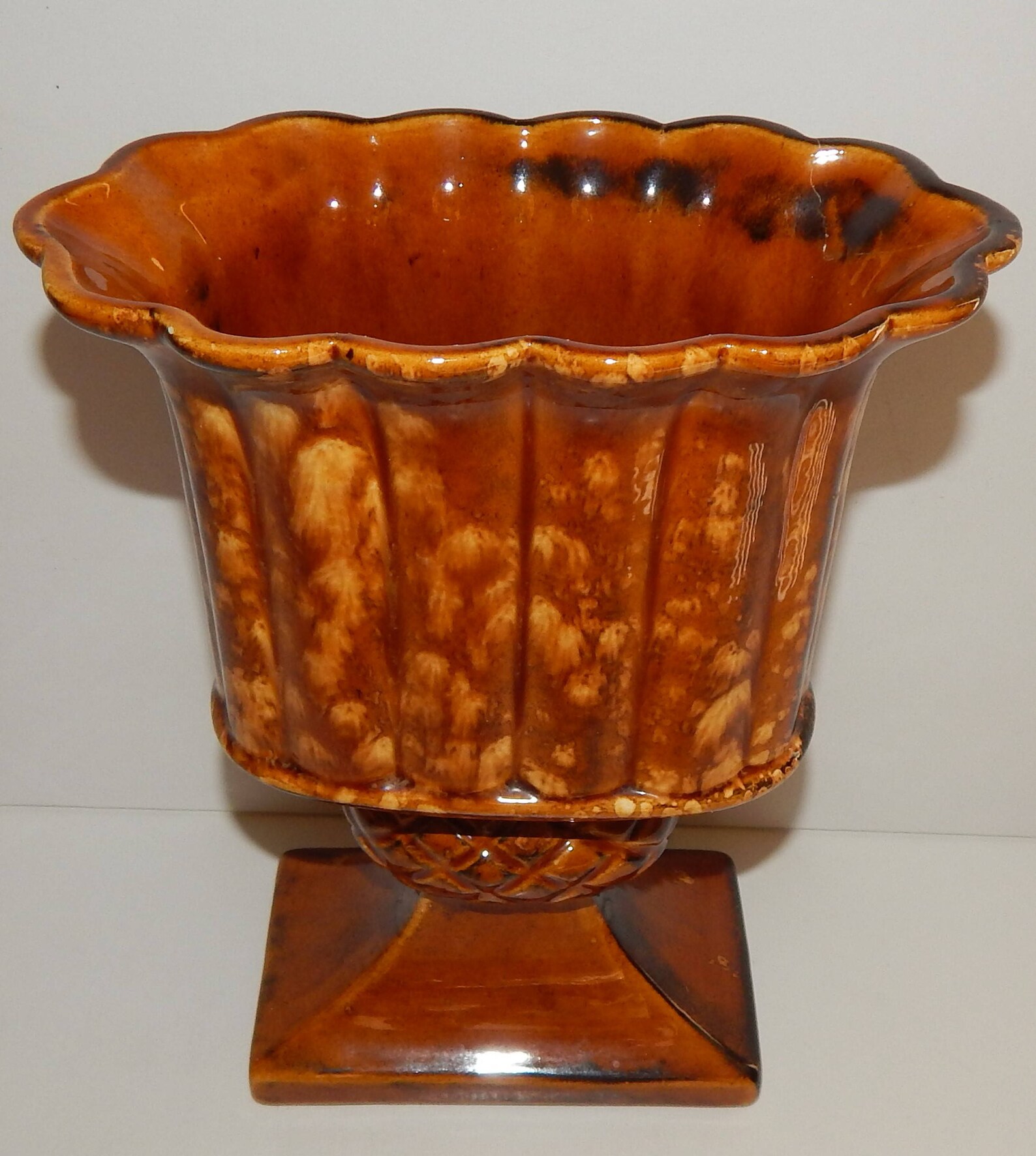 Haeger Pottery Urn Planter Vase Golden Brown Stamped USA Mid Century ...