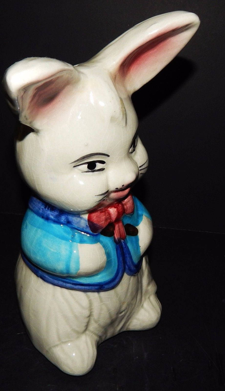 Rabbit in a Blue Jacket Ceramic Coin Bank Hand Painted Glaze - Etsy