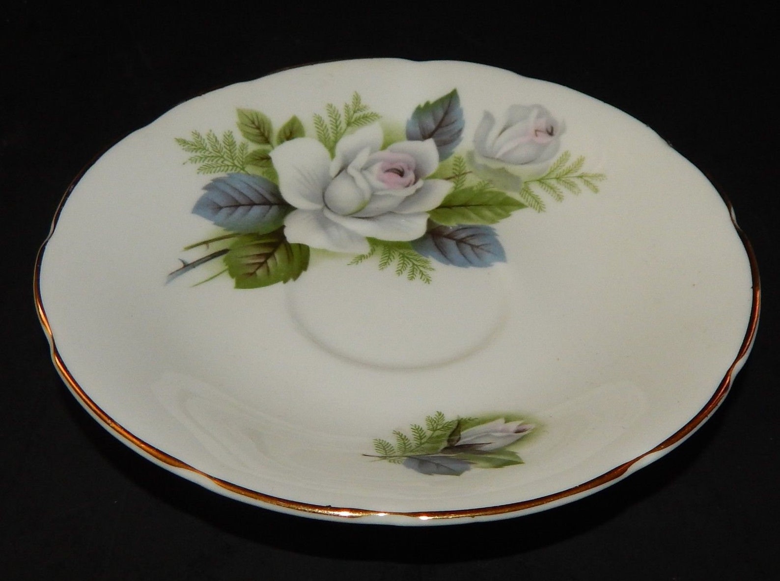 Sutherland Fine Bone China White Roses Tea Cup and Saucer Staffordshire ...
