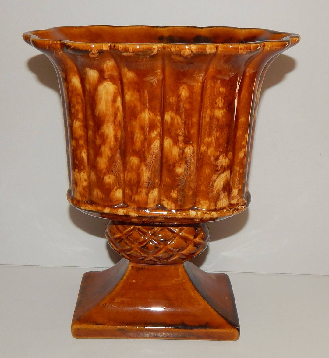 Haeger Pottery Urn Planter Vase Golden Brown Stamped USA Mid Century ...