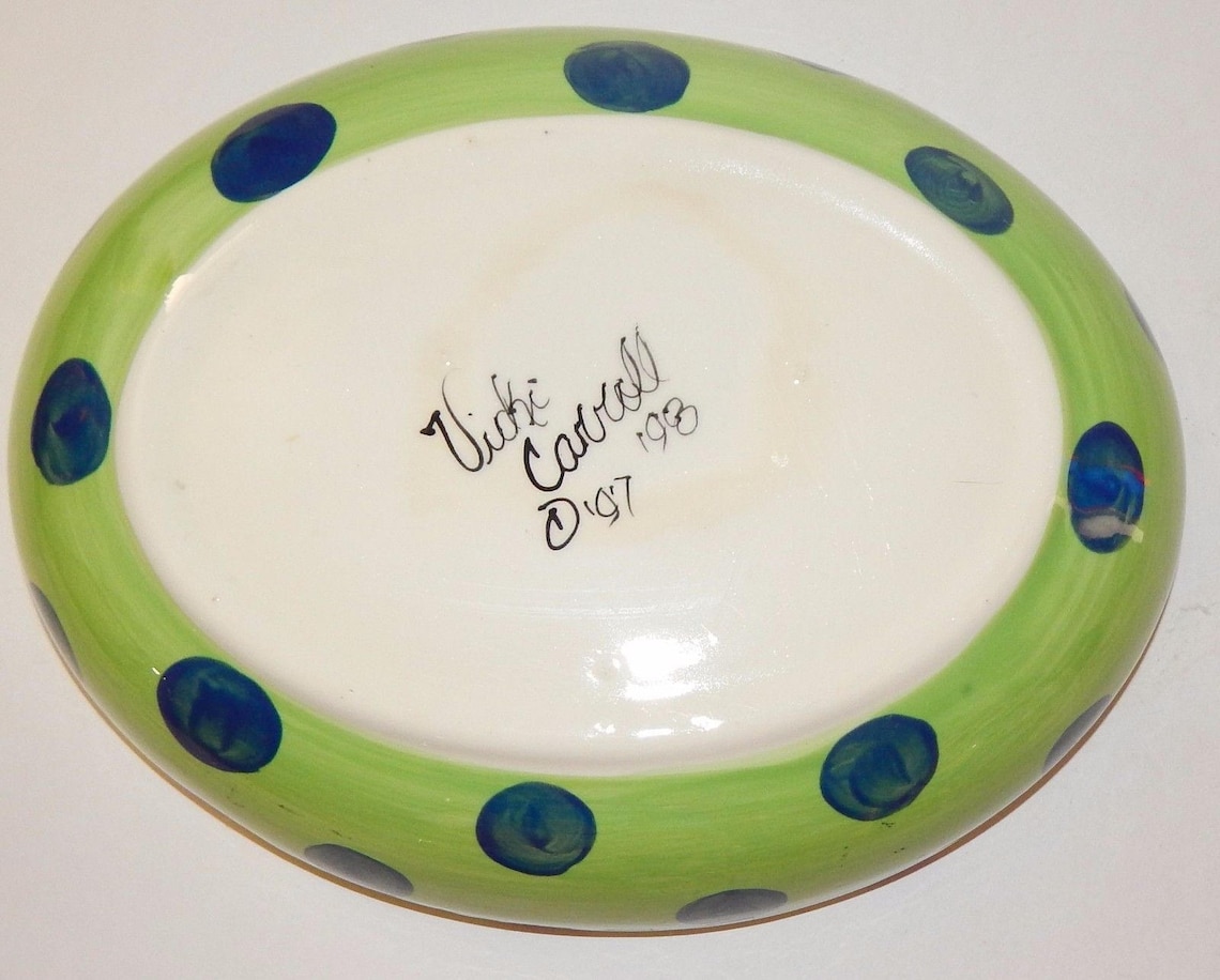 Vicki Carroll Art Pottery 1998 Signed Dated Pitcher and Tray Flower ...