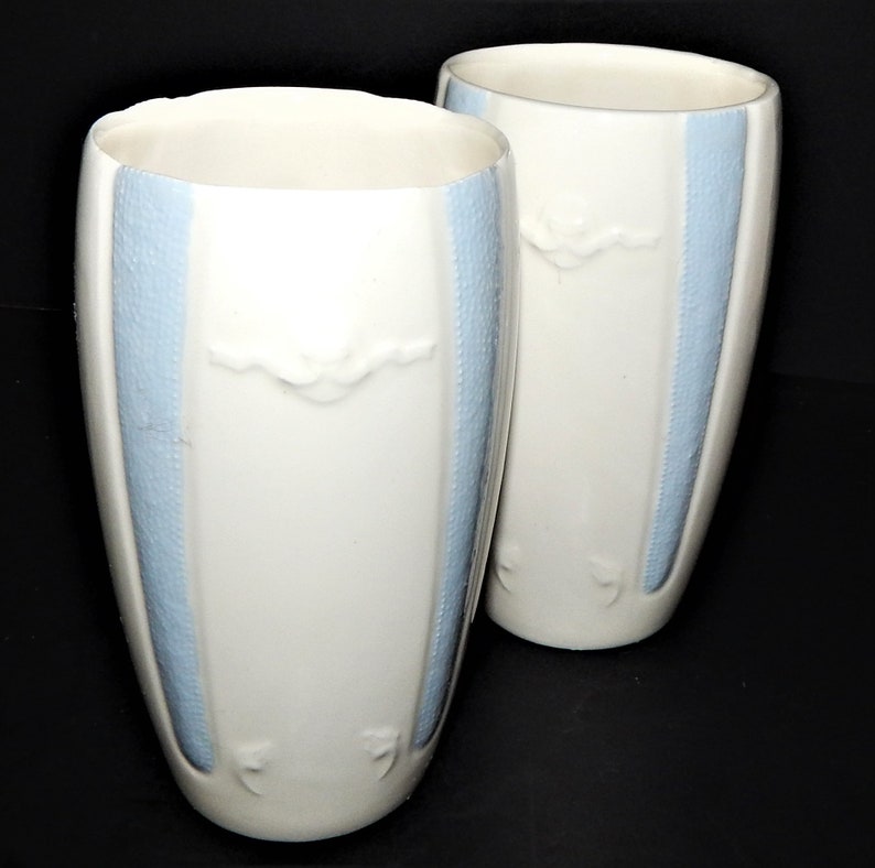 2 Victoria Water Tumblers Cup Loma Pottery Arizona White Blue - Etsy