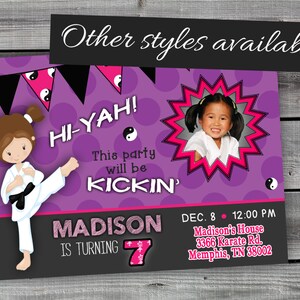 Karate Girl Invitation Kick up Some Fun Photo Personalized Birthday ...