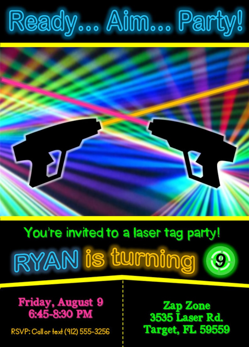Laser Tag Invitation Zap Zone Laser Quest Birthday Party - Etsy