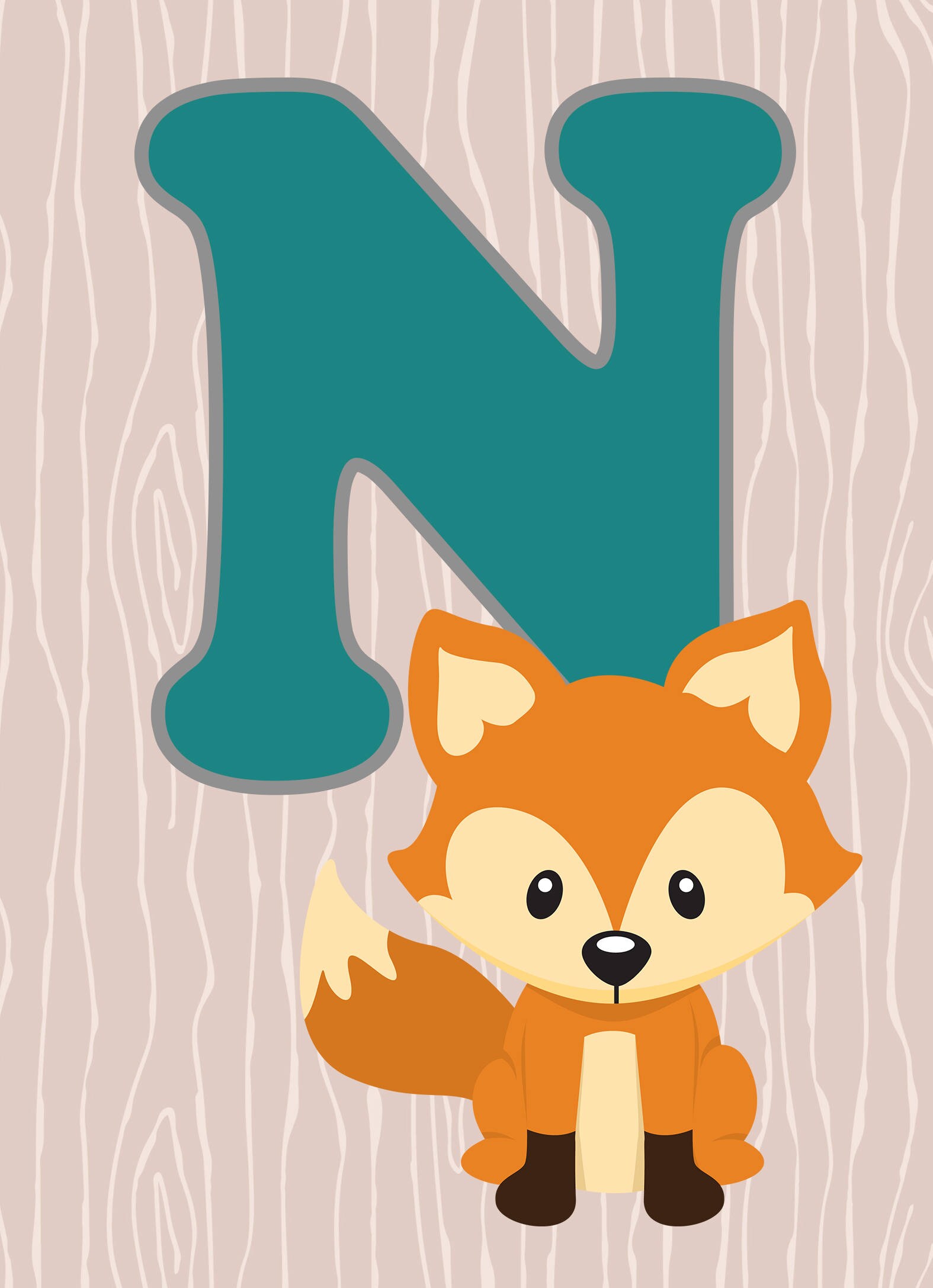 Woodland Forest Animals Name Print Nursery Decor Wall Art - Etsy