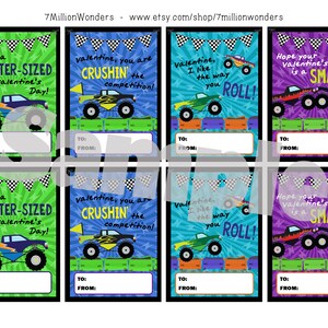 Monster Truck Valentines - Printable Double-sided Valentines - Instant ...