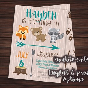 Woodland Camping Invitation Birthday Forest Animals Nature - Etsy