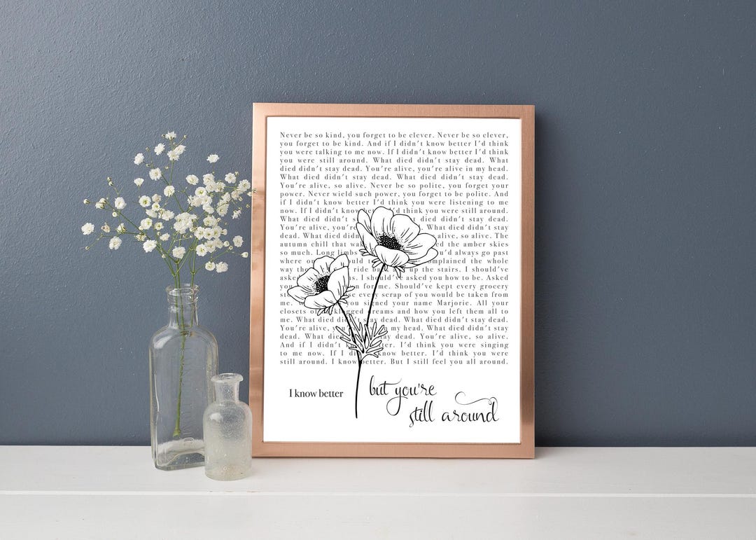 Taylor Inspired - Marjorie Lyrics Poster - 3 Sizes Included - Digital ...