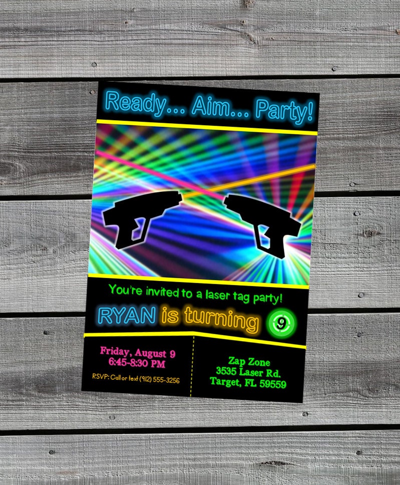 Laser Tag Invitation Zap Zone Laser Quest Birthday Party - Etsy