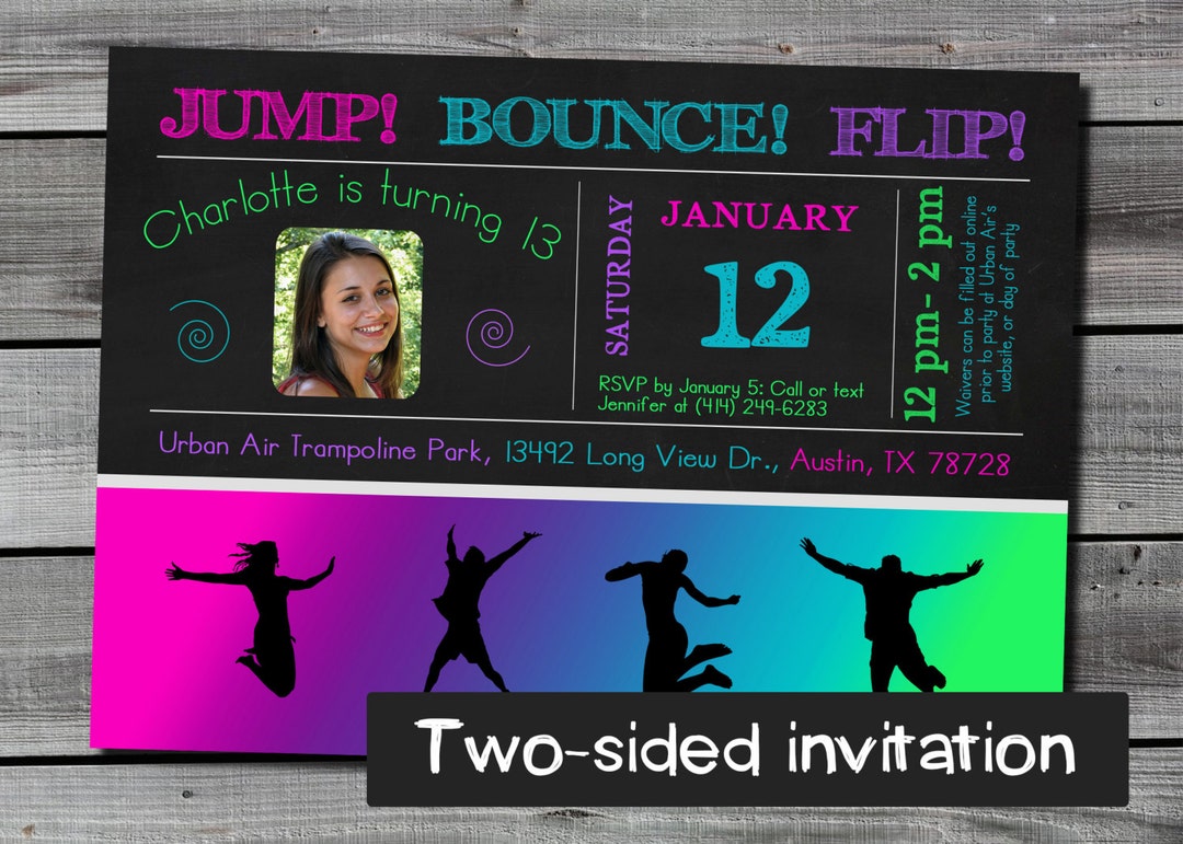 Sky Zone / Urban Air Double-sided "jump" Trampoline Birthday Party ...