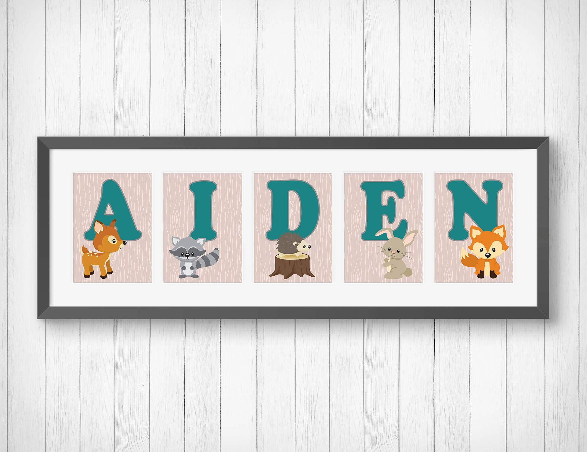 Woodland Forest Animals Name Print Nursery Decor Wall Art - Etsy