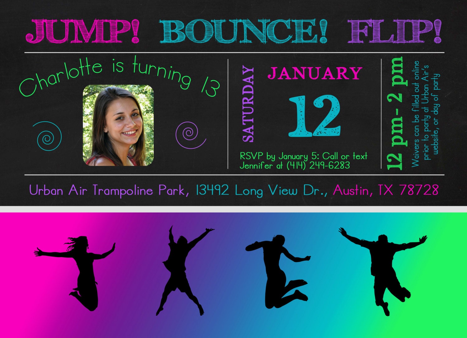 Sky Zone / Urban Air Double-sided "jump" Trampoline Birthday Party ...