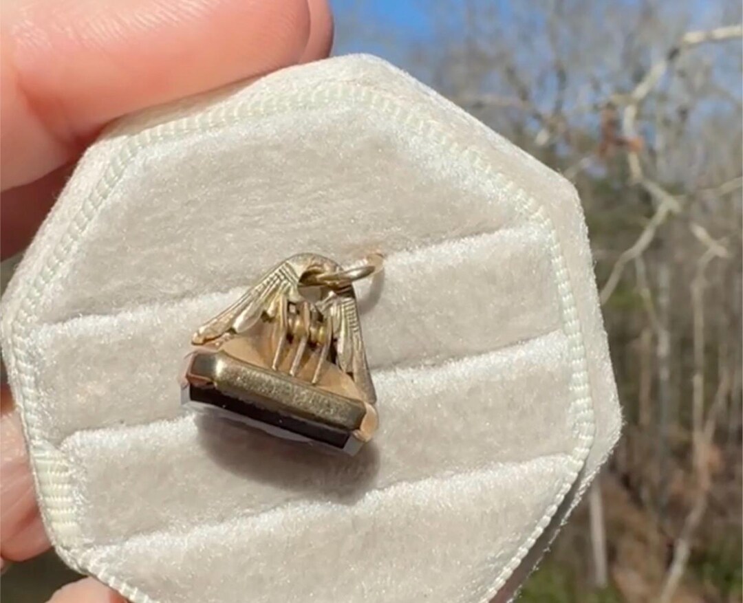 9K Yellow Gold Antique Fob With Glass Intaglio Soldier 3.48g - Etsy