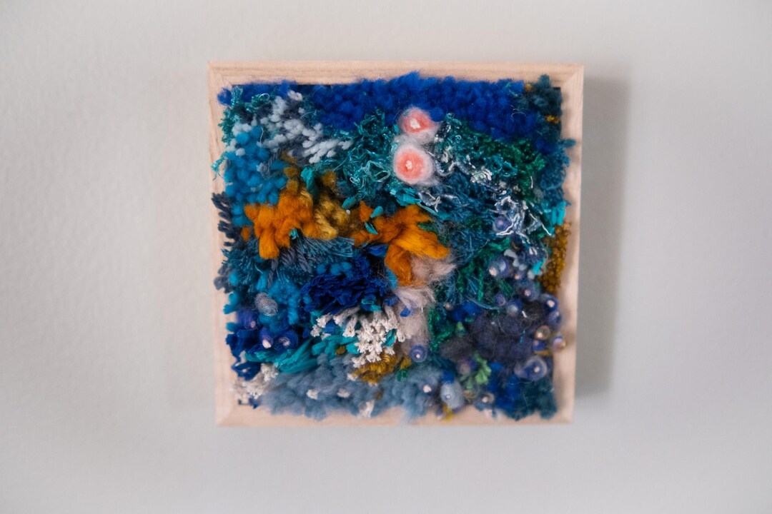 Framed Fiber Art, Modern Latch Hook, Latch Hook Artwork, Textured ...