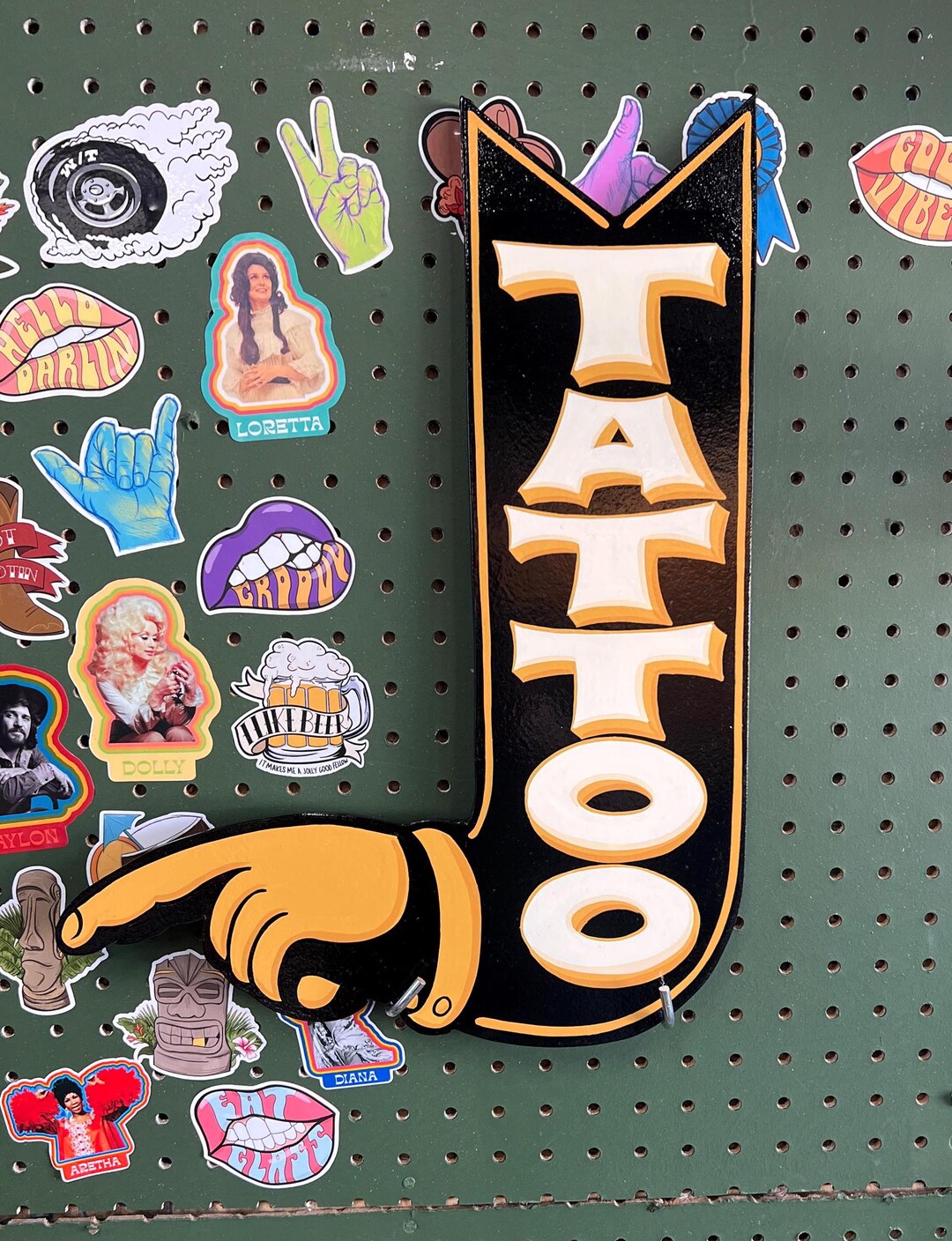 Tattoo Arrow Finger Point Left Hand Painted Sign - Etsy