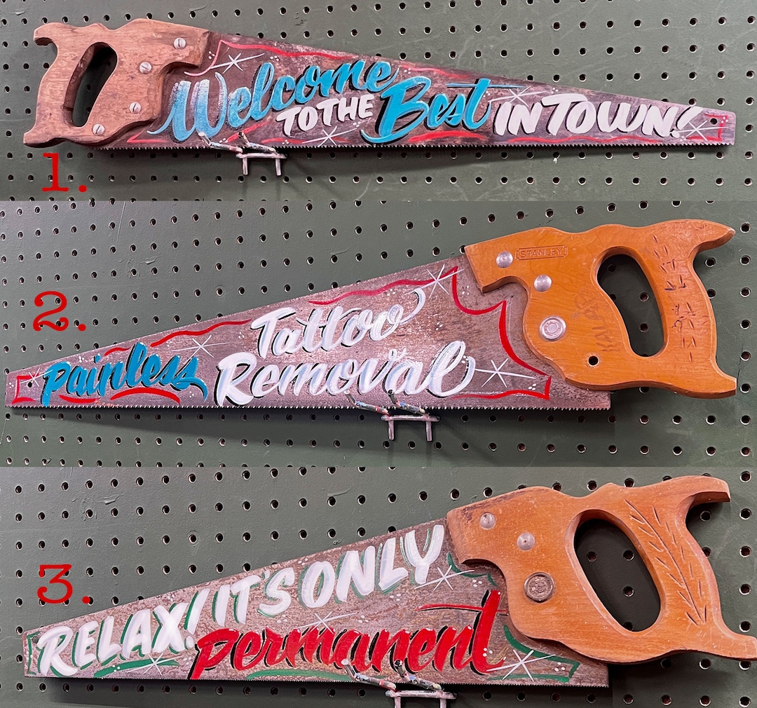 Hand Painted Saws Tattoo Shop Decor - Etsy