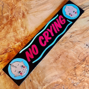 No Crying Hand Painted Sign Tattoo Shop Piercing Handmade Funny Sassy ...